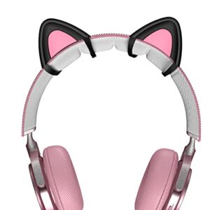 WskLinft 1 Pair Headphone Cat Ear Eye-catching Skin-Friendly Bluetooth-Compatible Headset Silicone Kitty Ear Decoration BT Headset Accessories Black