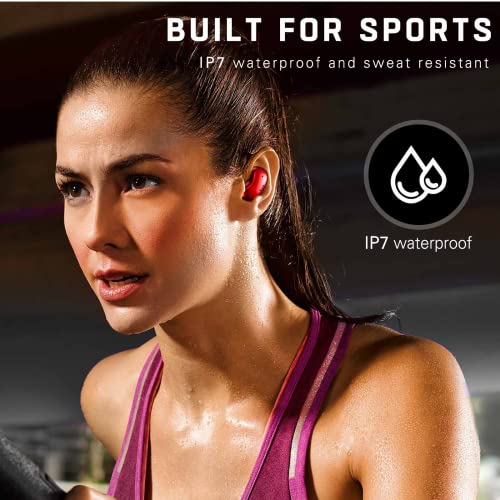 UrbanX Street Buds Live True Wireless Earbud Headphones for Samsung Galaxy M02 - Wireless Earbuds w/Active Noise Cancelling - RED (US Version with Warranty)