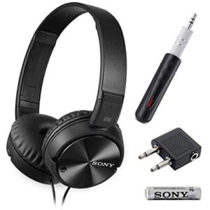 son wired noise cancelling stereo headphones (black) + airline headphone adapter + neego wireless bluetooth receiver