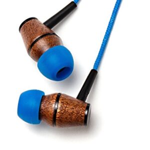 Symphonized XTC Premium Genuine Wood in-Ear Noise-isolating Headphones with Microphone (Blue Nylon Cord)