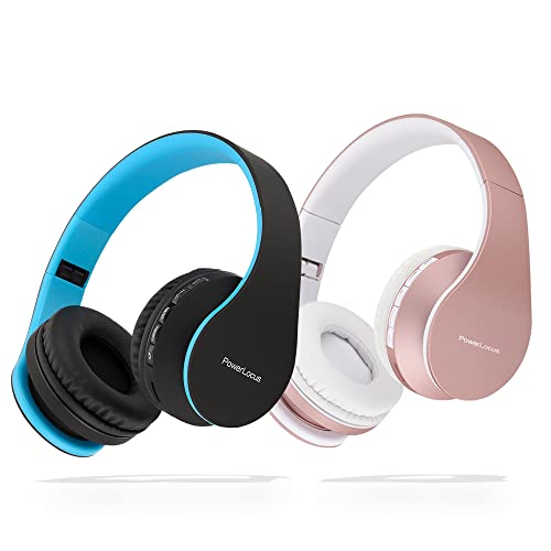 PowerLocus Rose Gold Bluetooth Headphones with Black/Blue Bluetooth Headphones