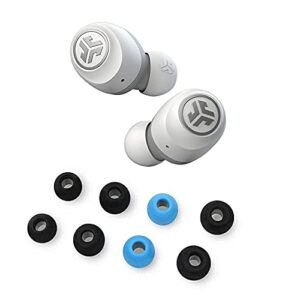 jlab go air true wireless bluetooth earbuds with charging case white + cloud foam mnemonic earbud tips