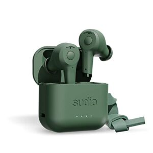 sudio ett true wireless earbuds – active noise cancelling, transparency mode, ipx5 water protection, 30h battery time, ios, android, wireless charging (green)