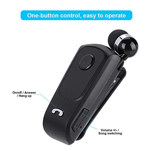 Pomya Bluetooth Headset, Fineblue F920 Sports Bluetooth Earpiece, Retractable Handsfree Earphone, Anti-Lost Function Telescopic Headphones(Black)