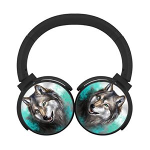 turquoise wolf mobile wireless bluetooth customized over ear headphones black