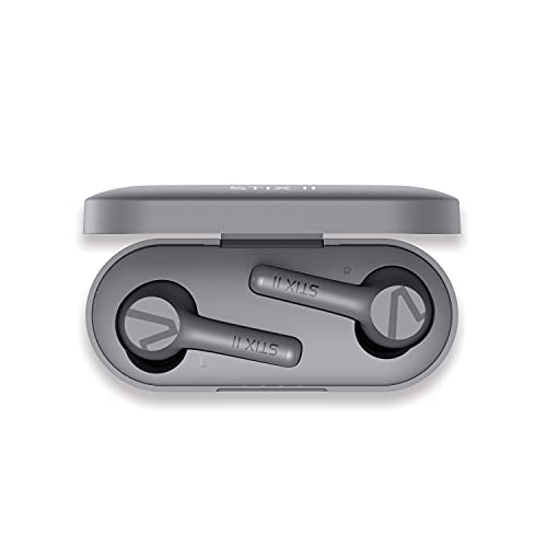 Veho STIX ll True Wireless Earphones| Bluetooth v.5.1 Headphones | Up to 5 Hour Battery Life | Charging Case Included | ENC Quad Microphone Handsfree | Designed in The UK | Grey | VEP-212-STIX2-G