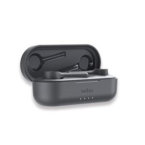 Veho STIX ll True Wireless Earphones| Bluetooth v.5.1 Headphones | Up to 5 Hour Battery Life | Charging Case Included | ENC Quad Microphone Handsfree | Designed in The UK | Grey | VEP-212-STIX2-G