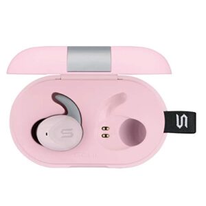 soul st-xs2 high performance true wireless earbuds, in ear headphones, waterproof, bluetooth 5.0, noise cancelling, built-in microphones for iphone ipad android smartphones tablets laptop (pink)