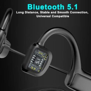 IHAO Open Ear Air Conduction Headset Wireless Bluetooth Sport Headphones with Mic Earphone Lightweight Painless Wearing Sweatproof Earpiece Stereo Earphone for Running Hiking Bicycling