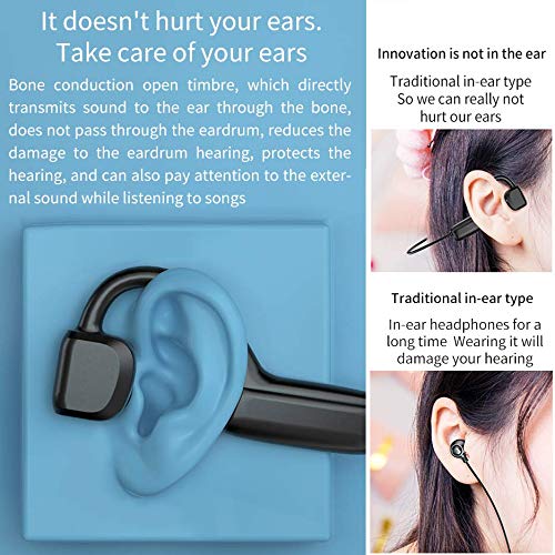 IHAO Open Ear Air Conduction Headset Wireless Bluetooth Sport Headphones with Mic Earphone Lightweight Painless Wearing Sweatproof Earpiece Stereo Earphone for Running Hiking Bicycling