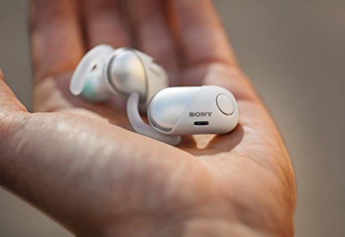 Sony WF-SP700N/W True Wireless Splash-Proof Noise-Cancelling Earbuds with Built-In Microphone (White), 5 x 2.4 x 6 inches