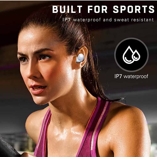 UrbanX Street Buds Pro Bluetooth Earbuds for LG V40 ThinQ True Wireless, Noise Isolation, Charging Case, Quality Sound, Sweat Resistant, Silver White (US Version)