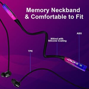 Neckband Bluetooth Headphones Wireless In-Ear Extra Bass Headet with Mic, V5.1 Bluetooth Earbuds 24H Playtime, 10 mm Drivers, IPX7 Waterproof for for Phone Call Music Sports (Laser Purple)