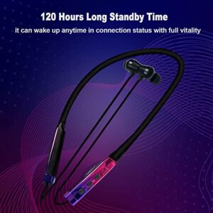 Neckband Bluetooth Headphones Wireless In-Ear Extra Bass Headet with Mic, V5.1 Bluetooth Earbuds 24H Playtime, 10 mm Drivers, IPX7 Waterproof for for Phone Call Music Sports (Laser Purple)