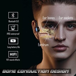 ESSONIO Bone Conduction Headphones Open Ear Workout Headphones with Microphone IPX5 Waterproof Wireless Bluetooth Headset for Cell Phones