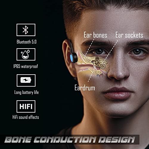 ESSONIO Bone Conduction Headphones Open Ear Workout Headphones with Microphone IPX5 Waterproof Wireless Bluetooth Headset for Cell Phones