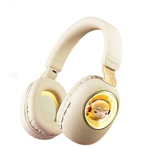 bluetooth headphones,wireless headphones led light up foldable headset for kids, over ear with built-in microphones, aux input,fast charging bluetooth 5.1 for travel,online class, home office (yellow)