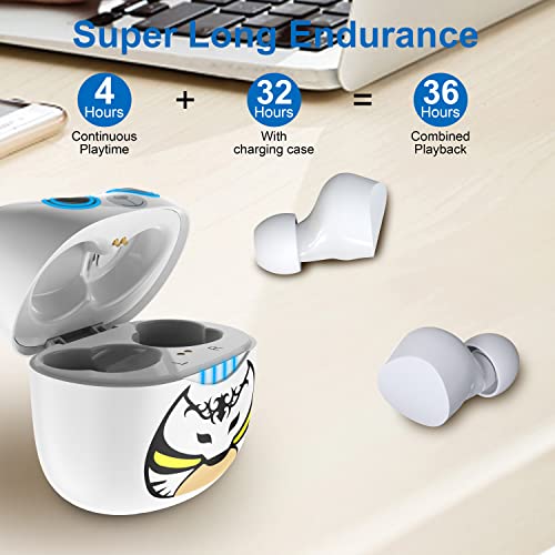 Cartoon Bluetooth Earbuds, Bluetooth 5.1 ，StereoActive Noise Cancellation, Bluetooth 5.1 Smart Touch, IPX5 Waterproof and Sweatproof, 36 Hours Play Time, for Android/iOS