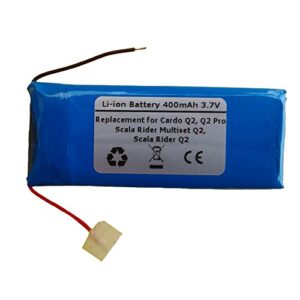 3.7v 400mah premium replacement battery for cardo q2, q2 proscala rider, scala rider q2, scala rider multiset q2 bluetooth headsets