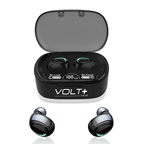 Volt Plus TECH Wireless V5.1 PRO Earbuds Compatible with Xiaomi Redmi 10A IPX3 Bluetooth Touch Waterproof/Sweatproof/Noise Reduction with Mic (Black)