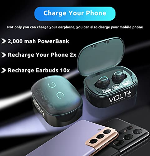 Volt Plus TECH Wireless V5.1 PRO Earbuds Compatible with Xiaomi Redmi 10A IPX3 Bluetooth Touch Waterproof/Sweatproof/Noise Reduction with Mic (Black)