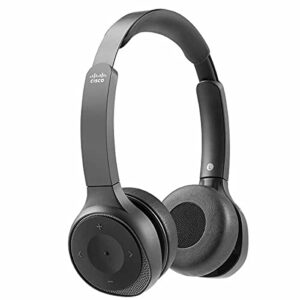 cisco headset 730, wireless dual on-ear bluetooth headset with case, usb-a hd bluetooth adapter, usb-a and 3.5mm cables, carbon black, 1-year limited liability warranty (hs-wl-730-buna-c) (renewed)