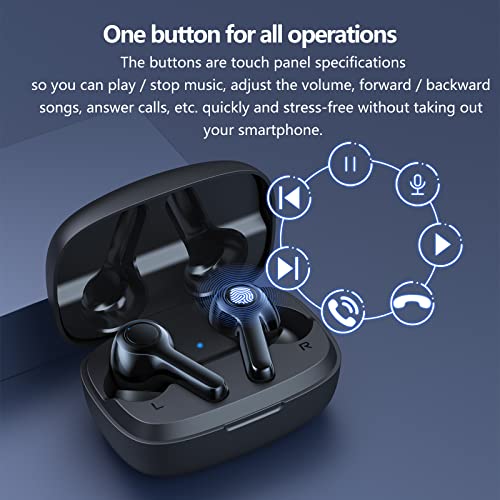 Bluetooth Earbuds,FreeFly Wireless Earbuds with Charging Case IPX6 Waterproof Bluetooth Headphones Bass Sound Earphones with Mics Touch Control in-Ear Headset for Sports/Working/Travel/Gym