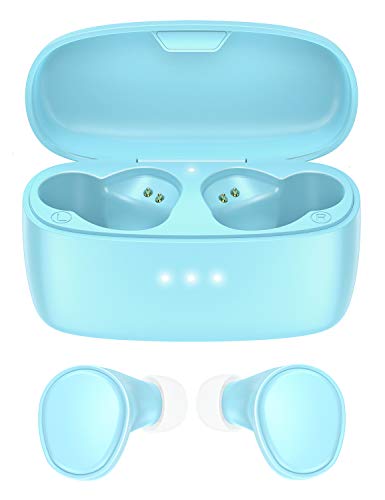 KOSETON E9 True Wireless Bluetooth Earbuds - Wireless in-Ear Headphones with Superior Sound & Premium Comfort, 30 Hour Battery (Bleached Blue)