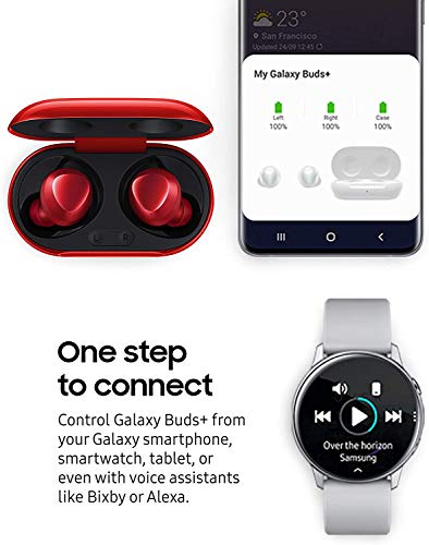 UrbanX Earbuds Plus, True Wireless Earbuds w/Noise Isolation (Wireless Charging Case Included), Red