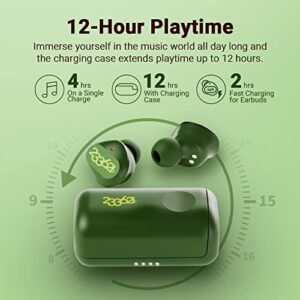 233621 Droplet True Wireless Earbuds, CVC 6.0 Call Noise Cancelling Headphones, IPX5 Waterproof Bluetooth 5.0 Earphones Touch Control, Stereo Sound, Comfortable fit for Home, Office, Gym (Dark Green)