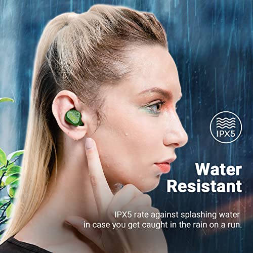 233621 Droplet True Wireless Earbuds, CVC 6.0 Call Noise Cancelling Headphones, IPX5 Waterproof Bluetooth 5.0 Earphones Touch Control, Stereo Sound, Comfortable fit for Home, Office, Gym (Dark Green)