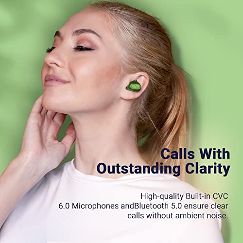 233621 Droplet True Wireless Earbuds, CVC 6.0 Call Noise Cancelling Headphones, IPX5 Waterproof Bluetooth 5.0 Earphones Touch Control, Stereo Sound, Comfortable fit for Home, Office, Gym (Dark Green)