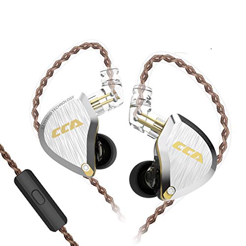 CCA C12 in-Ear Monitors, 5BA+1DD in Ear Earphone Hybrid HiFi Stereo Noise Isolating IEM Wired Earphones/Earbuds/Headphones with Detachable Cable CPin for Musician Audiophile (with Mic, C12 Gold)