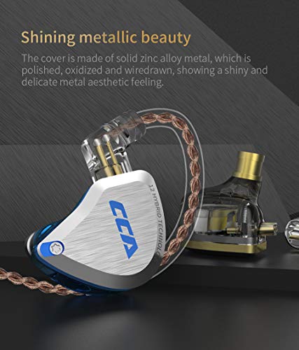 CCA C12 in-Ear Monitors, 5BA+1DD in Ear Earphone Hybrid HiFi Stereo Noise Isolating IEM Wired Earphones/Earbuds/Headphones with Detachable Cable CPin for Musician Audiophile (with Mic, C12 Gold)