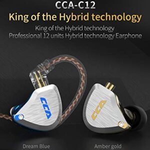 CCA C12 in-Ear Monitors, 5BA+1DD in Ear Earphone Hybrid HiFi Stereo Noise Isolating IEM Wired Earphones/Earbuds/Headphones with Detachable Cable CPin for Musician Audiophile (with Mic, C12 Gold)