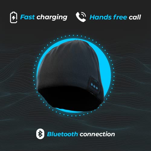 iJoy Bluetooth Beanie for Men and Woman– Warm Unisex Beanie with Bluetooth Headphones and Built in Mic- Cool Beanies and Stocking Stuffers- Bluetooth Hat for Men and Woman Black