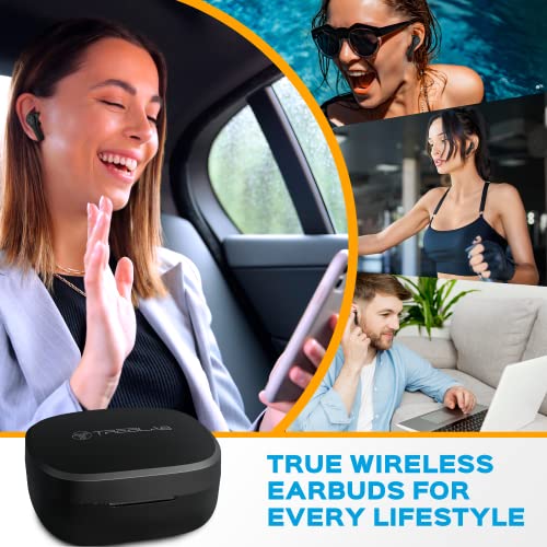 TREBLAB WX8 - True Wireless Earbuds, IPX8 Waterproof Earbuds with up 28H of Play Time, Bluetooth 5.1, Touch Control and Noise Isolation, Includes Charging Case w/Wireless Charging, USB-C Port(Renewed)