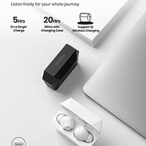 dyplay Bluetooth 5.0 Wireless Earbuds with Qi Wireless Charging Case Touch Control in Ear Waterproof TWS Stereo Headphones with Mic and Deep Bass Sound Headsets for Music/Work/Travel