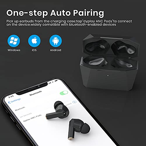 dyplay Bluetooth 5.0 Wireless Earbuds with Qi Wireless Charging Case Touch Control in Ear Waterproof TWS Stereo Headphones with Mic and Deep Bass Sound Headsets for Music/Work/Travel