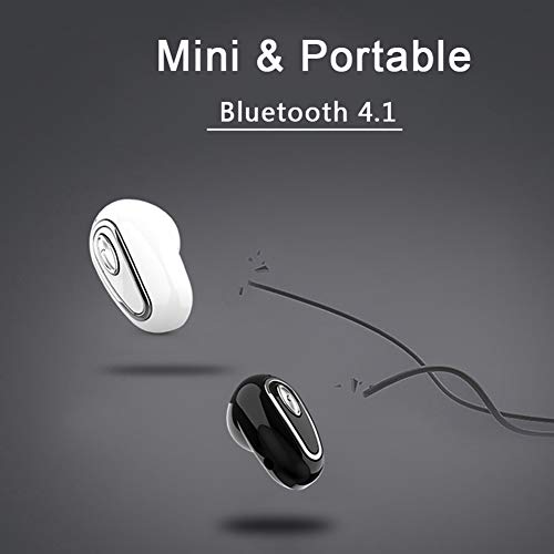 True Wireless Earbuds Bluetooth 4.1Headphones,Single Sport Earphone in Ear Mini with Mic Noise Cancelling Premium Sound with Deep Bass Headset for Sport White One Size