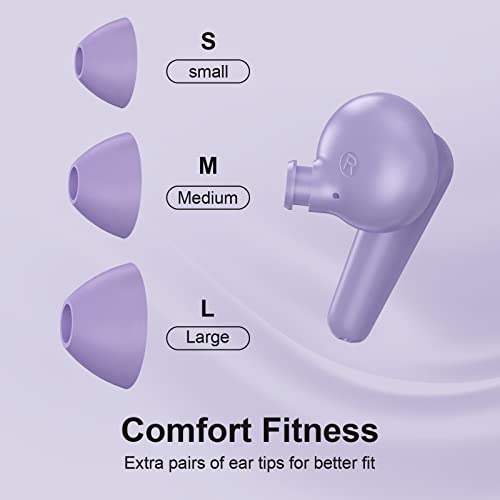 ASIMOM NC72 Active Noise Cancelling Wireless Earbuds, ANC Bluetooth Earbuds with 6-Mic Clear Call, True TWS, Multi-Mode, Deep Bass, Bluetooth 5.2, Compact Charging Case-Purple