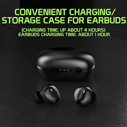 Wireless V5.1 Bluetooth Earbuds Compatible with Motorola Moto G Pure with Extended Charging Pack case for in Ear Headphones. (V5.1 Black)