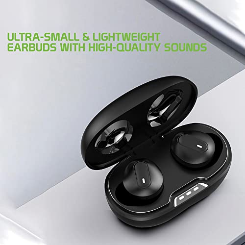 Wireless V5.1 Bluetooth Earbuds Compatible with Motorola Moto G Pure with Extended Charging Pack case for in Ear Headphones. (V5.1 Black)