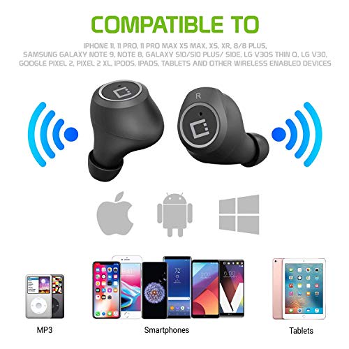 Wireless V5 Bluetooth Earbuds Compatible with Google Pixel 3 with Charging case for in Ear Headphones. (V5.0 Black)