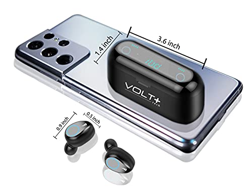 Volt Plus TECH Wireless V5.0 Bluetooth Earbuds Compatible with Samsung Galaxy A80 LED Display, Mic 8D Bass IPX7 Waterproof/Sweatproof (Black)