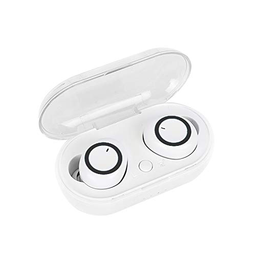 Wireless Earbuds Bluetooth，Y50 Bluetooth 5.0 Button Control Noise Cancelling Wireless Charging in-Ear Built-in Mic Headset Premium Deep Bass for Sport White Black One Size