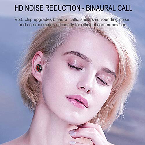 Wireless Earbuds Bluetooth，Y50 Bluetooth 5.0 Button Control Noise Cancelling Wireless Charging in-Ear Built-in Mic Headset Premium Deep Bass for Sport White Black One Size