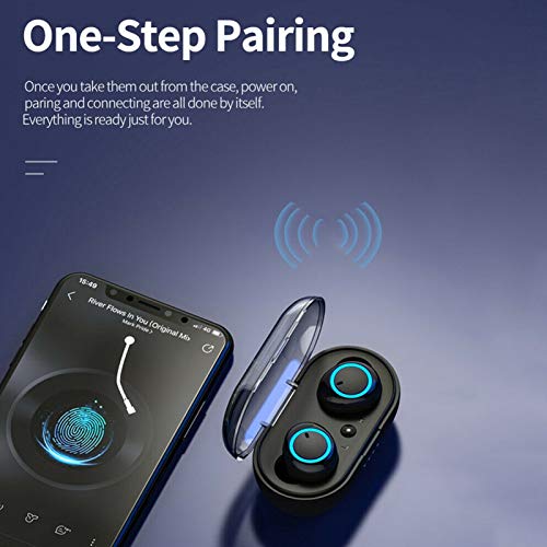 Wireless Earbuds Bluetooth，Y50 Bluetooth 5.0 Button Control Noise Cancelling Wireless Charging in-Ear Built-in Mic Headset Premium Deep Bass for Sport White Black One Size