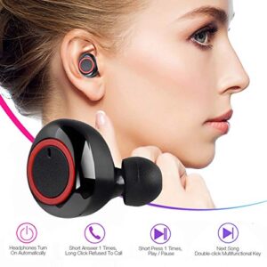 Wireless Earbuds Bluetooth，Y50 Bluetooth 5.0 Button Control Noise Cancelling Wireless Charging in-Ear Built-in Mic Headset Premium Deep Bass for Sport White Black One Size