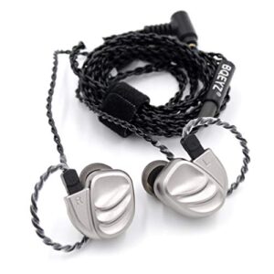 BQEYZ KC2 Quad Drivers Earphones HiFi Stereo Headset Noise Isolating with Detachable Cable (KC2 Silver with mic)